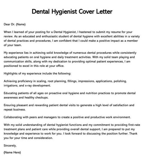 Dental Hygienist Cover Letter Examples How To Format