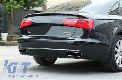 Rear Bumper Valance Diffuser And Exhaust Tips Suitable For Audi A6 4g 2010 2014 Facelift W12