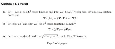 Question 4 12 Marks A Let F X Y Z Be A C1 Chegg Com