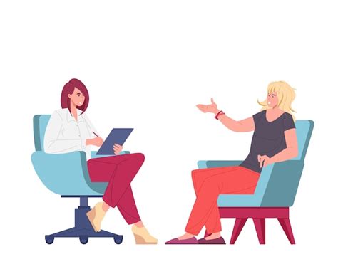 Premium Vector Psychoanalyst Or Psychotherapist Sitting In Armchairs In Front Of Each Other