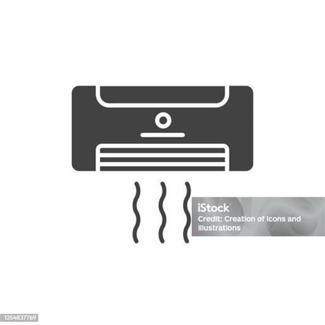 에어컨 블랙 글리프 아이콘 호텔 편의 시설 표지판 웹 페이지 모바일 앱 프로모션용 픽토그램 Ui Ux Gui 디자인 요소입니다