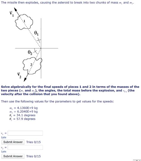 solved 2 d collision and explosion you are analyzing the
