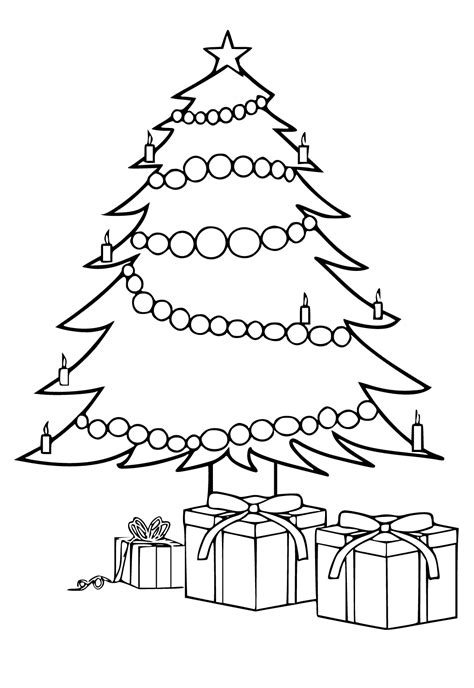 Christmas Tree With Presents Coloring Page