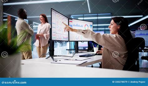 Data Analyst Using Data Analytics Kpi Stock Image Image Of Computer American 330278079