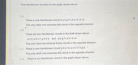 Solved Findhamiltonian Circuits For The Graph Shown