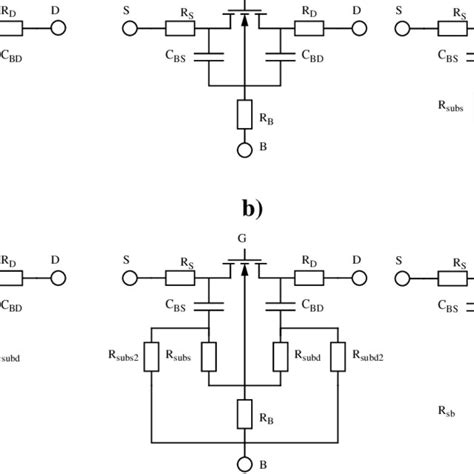 Equivalent Circuits Used For Substrate Resistance Model Comparison A Download Scientific