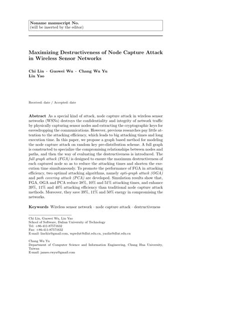 pdf maximizing destructiveness of node capture attack in wireless sensor networks