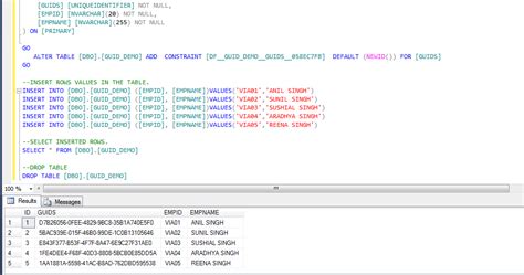Sql Server Uniqueidentifier Guid Auto Generated