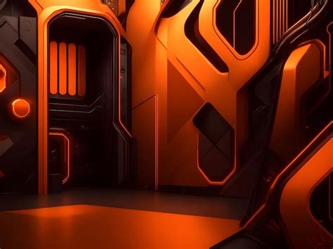Premium Photo Ai Tech Backdrop Orange Tone Aigenerated