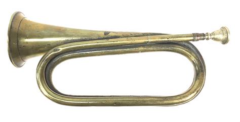Lot Vintage Brass Bugle With Mouthpiece