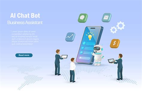 Ai 챗봇과 채팅하고 스마트 비즈니스 솔루션 아이디어를 얻는 사업가 인공 지능 로봇은 의사 결정 및 문제 해결에서 사용자를 지원합니다 3d 벡터입니다 인공지능에 대한 스톡