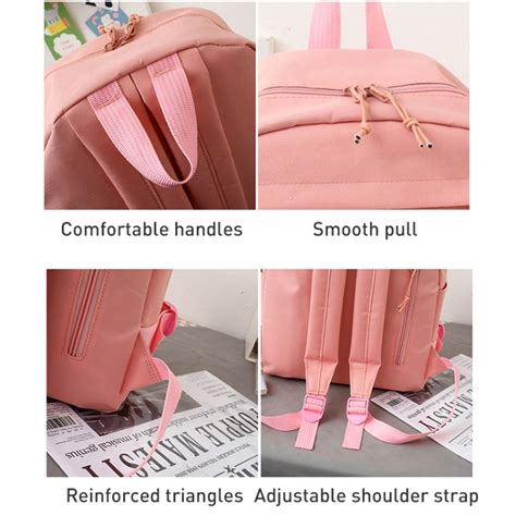 5개세트 학생 책가방 곰이 있는 가볍고 귀여운 소녀 배낭진한 보라색