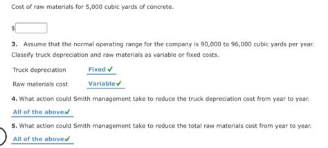 Solved Cost Behavior Classification Smith Concrete Company
