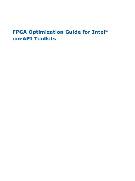 Fpga Optimization Guide For Intel Pdf