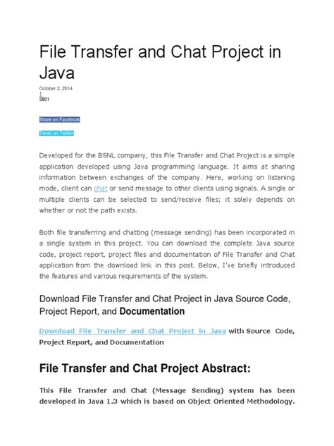 File Transfer And Chat Project In Java Pdf Java Programming Language Cross Platform