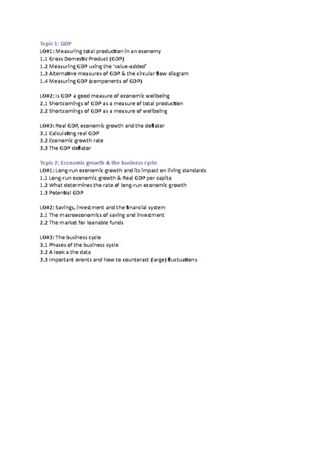 Macro Topic And Topic GDP LO Measuring Total Production In An Economy Gross