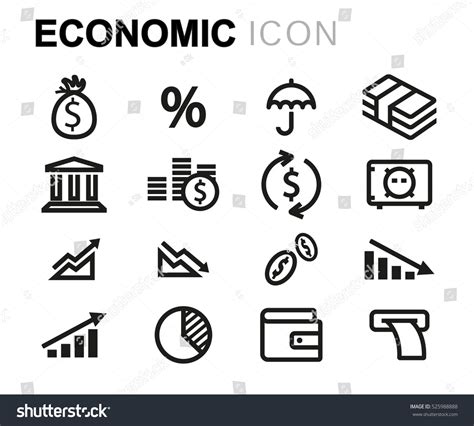 Vector Line Economic Icons Set On Stock Vector Royalty Free 525988888 Shutterstock