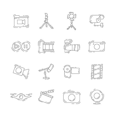 Premium Vector Camera Thin Line Icon Set Vintage Photo Camera Video Icon Set