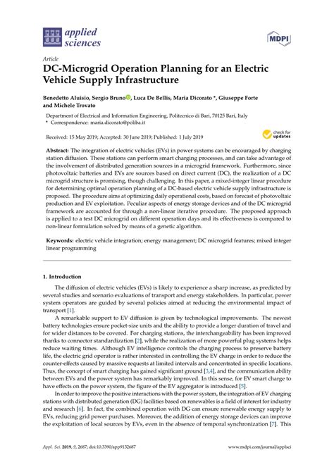 pdf dc microgrid operation planning for an electric vehicle supply