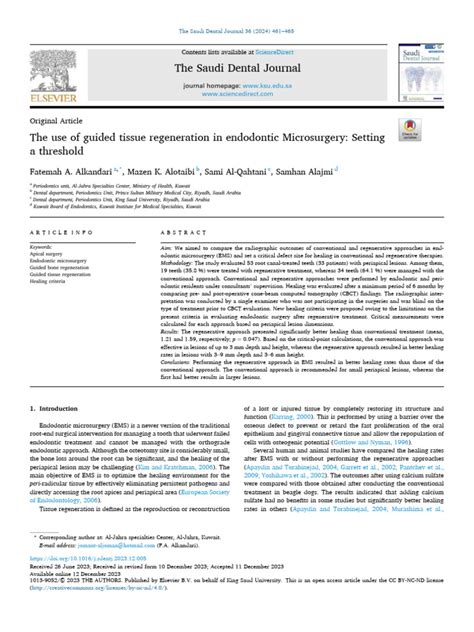 Regen Endo Ms Pdf Regression Analysis Periodontology