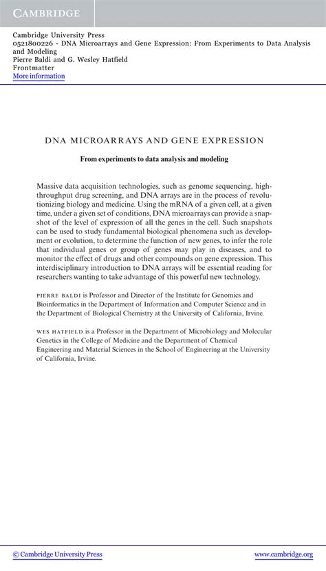 Pdf Dna Microarrays And Gene Expression