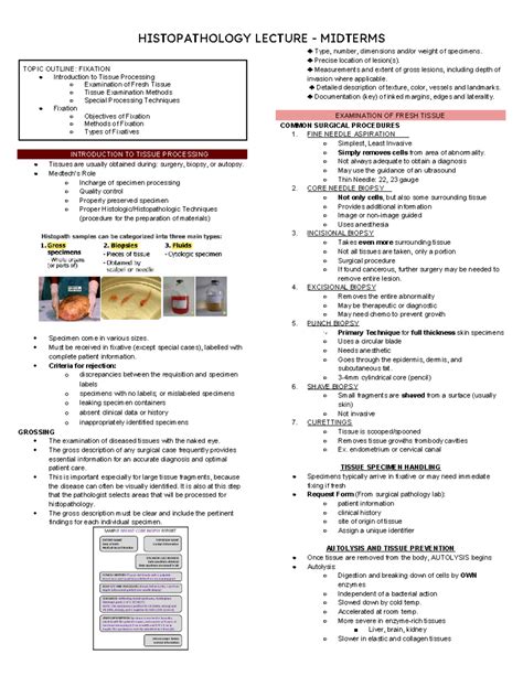 Histopathology Lecture Fixation Topic Outline Fixation Introduction To Tissue Processing