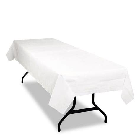 Tablemate Table Set Poly Tissue Table Cover 54 X 108 White 6 Pack Each
