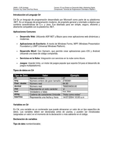 Lenguaje C Pdf C Sharp Lenguaje De Programación Ciencias De La Computación