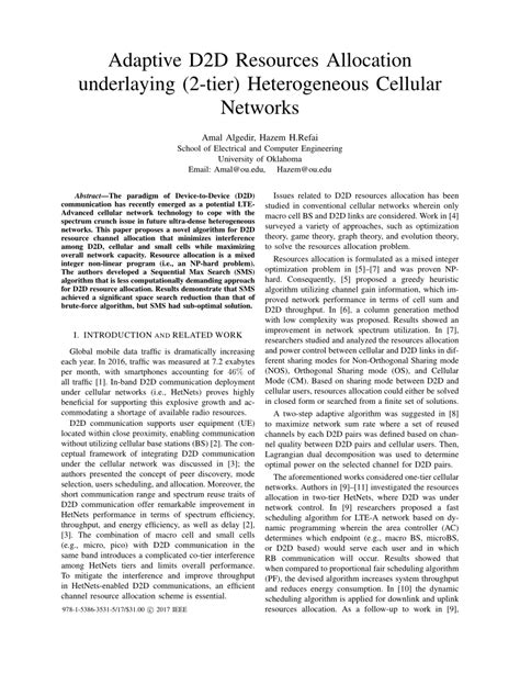 Pdf Adaptive D2d Resources Allocation Underlaying 2 Tier Heterogeneous Cellular Networks