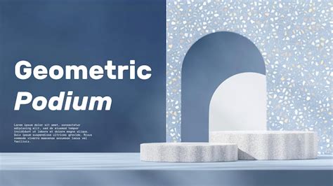 В пейзаже синий терраццо арка стена 3d изображение визуализация пустой макет белый гранит