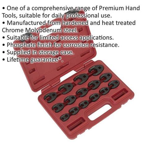 Hand Tools 15pc Crows Foot Nut Spanner Socket Set 3 8 Square Drive Ratchet Phosphate Loops