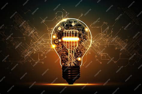창의성과 기술의 통합을 상징하는 비즈니스 혁신의 추상적 표현을 만드는 전구와 회로 기판 디자인의 독특한 조합 Generated By Ai 프리미엄 사진