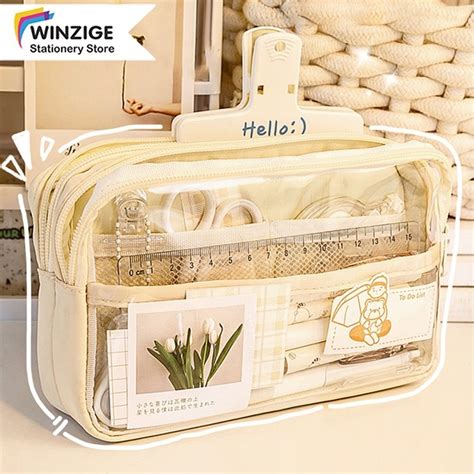 Jual Surabaya Winzige Transparan Kotak Pensil Tempat Alat Tulis