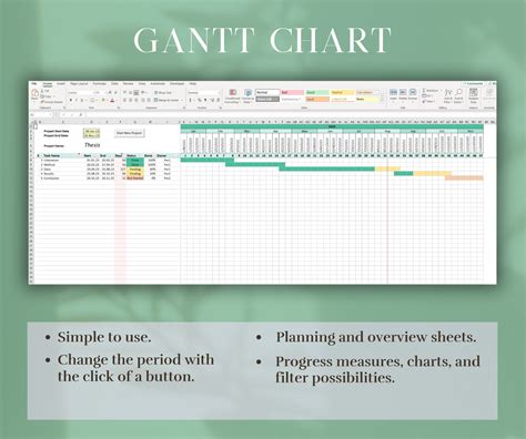 Simple Gantt Chart Excel Template Planning Spreadsheet Management Tool Task Planning Timeline