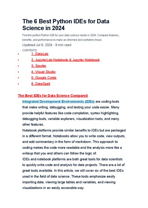 Ide For Data Analysis This Course Is Very Important For Me The 6 Best Python Ides For Data