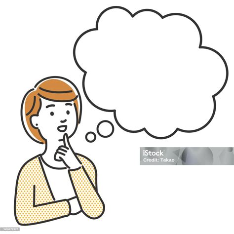 생각하는 여자 일러스트 소재의 이미지 말풍선에 대한 스톡 벡터 아트 및 기타 이미지 말풍선 흰색 배경 물음표 Istock