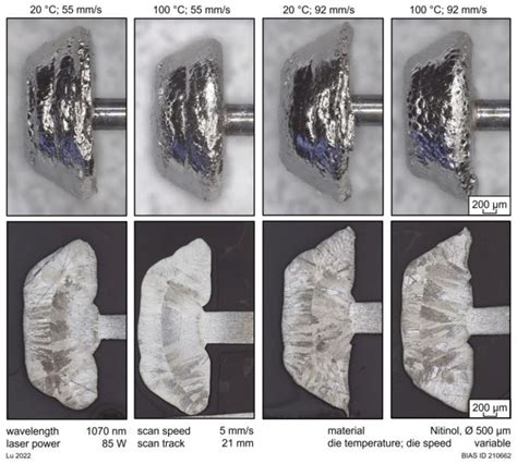 Side View And Microstructure Of Nitinol Flanges Fabricated By Different
