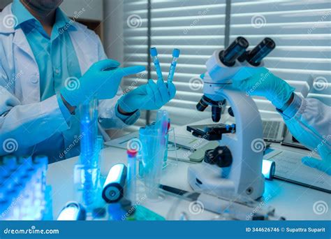 Microscope Test Tubes Chemical Reactions Pupils At Chalkboard Chemistry Lesson Laboratory