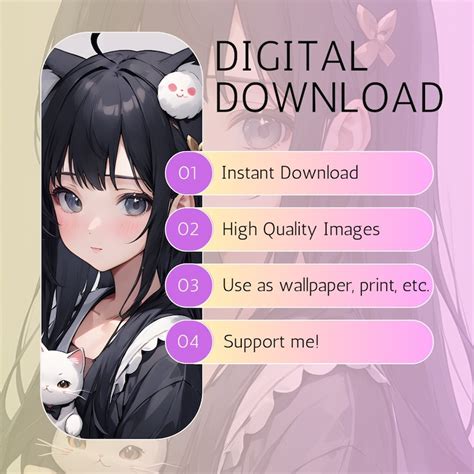 Hot Anime Girl With Black Hair Pack Images Digital Etsy