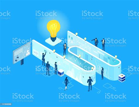 Isometric Business Concept Environment Lots Of Business People Are Working In Big Open Space