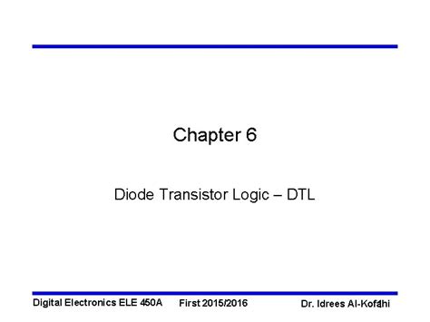 Chapter Diode Transistor Logic DTL Digital Electronics