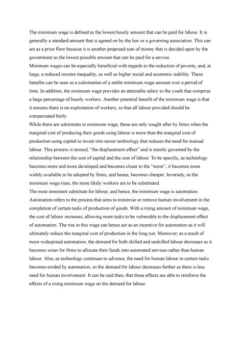 econ assignment 3 practice econ essay the minimum wage is defined