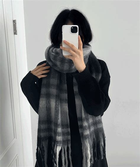 11할인💖4컬러 파이 체크 머플러 간절기 겨울 목도리 태슬 수술 레게 목도리 커플 남녀공용 No2256 에이블리
