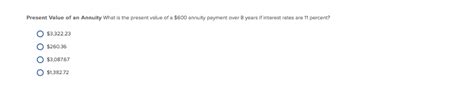 Solved Present Value Of An Annuity What Is The Present Value Chegg