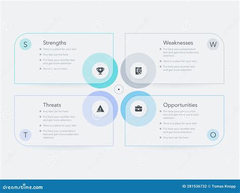 SWOT Diagram Template With Four Colorful Choices Stock Vector Illustration Of Commerce
