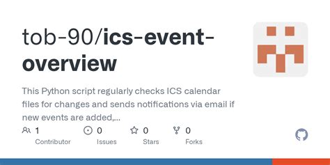 GitHub Tob Ics Event Overview This Python Script Regularly Checks ICS Calendar Files For