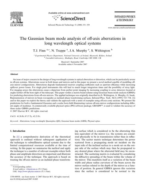 Pdf The Gaussian Beam Mode Analysis Of Off Axis Aberrations In Long