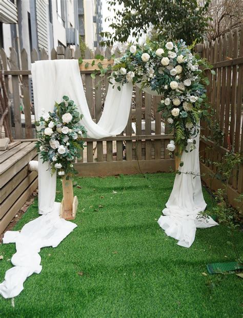 Silk Wedding Archway Swag Green And White Floral Corner Decor Etsy