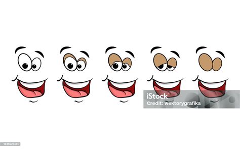 Blinking Eyes Steps Vector Preset For Character Animation Design Isolated On White Stock
