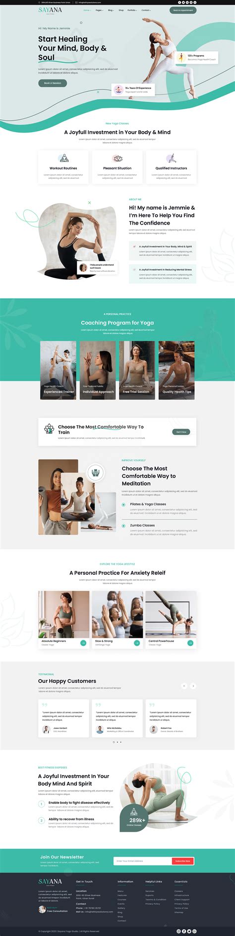 yoga website design landing page by lathiya solutions on behance